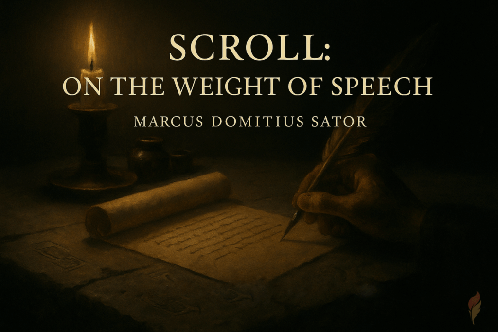 Marcus Domitius Sator: Scroll On the Weight of Speech - The Living Ethos